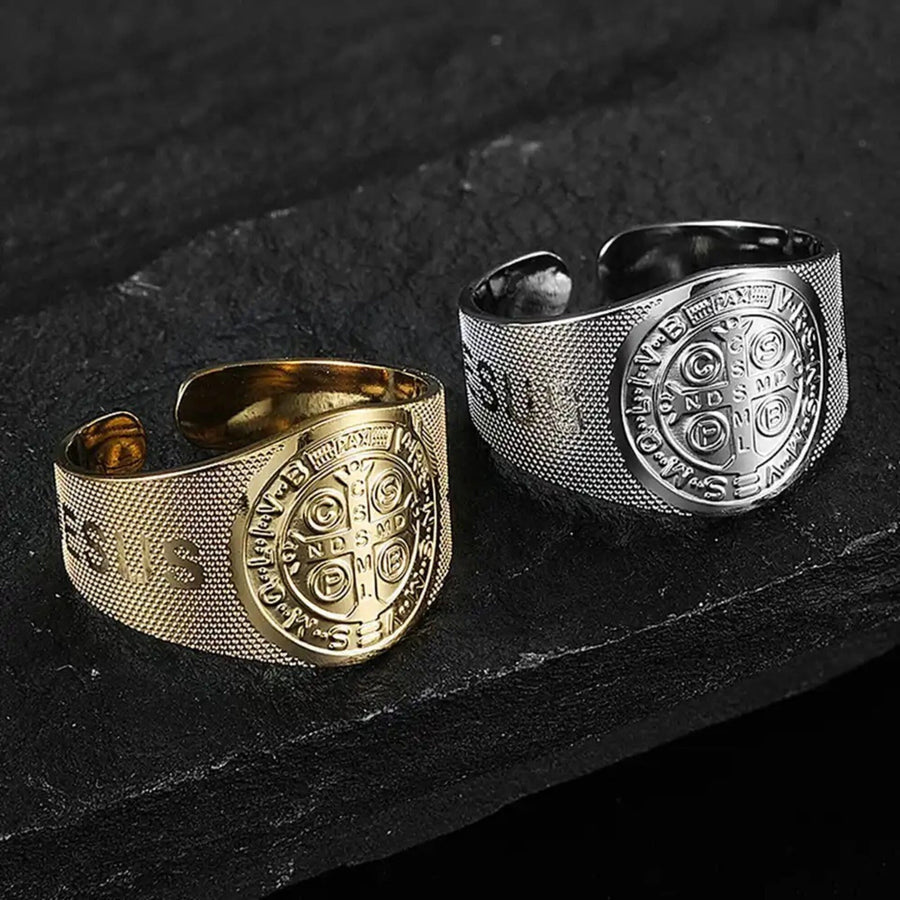 Men's Cross Jesus Ring – GemMeet Jewelry